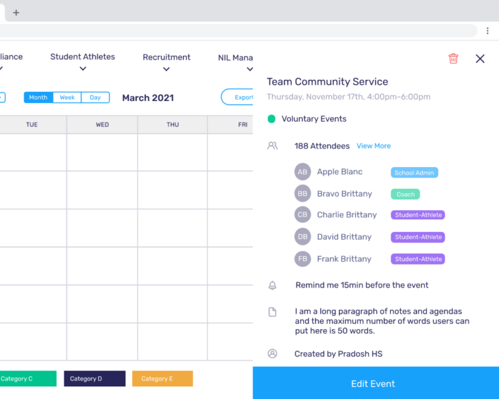Spry Calendar - Manage Athletic and Academic Schedules