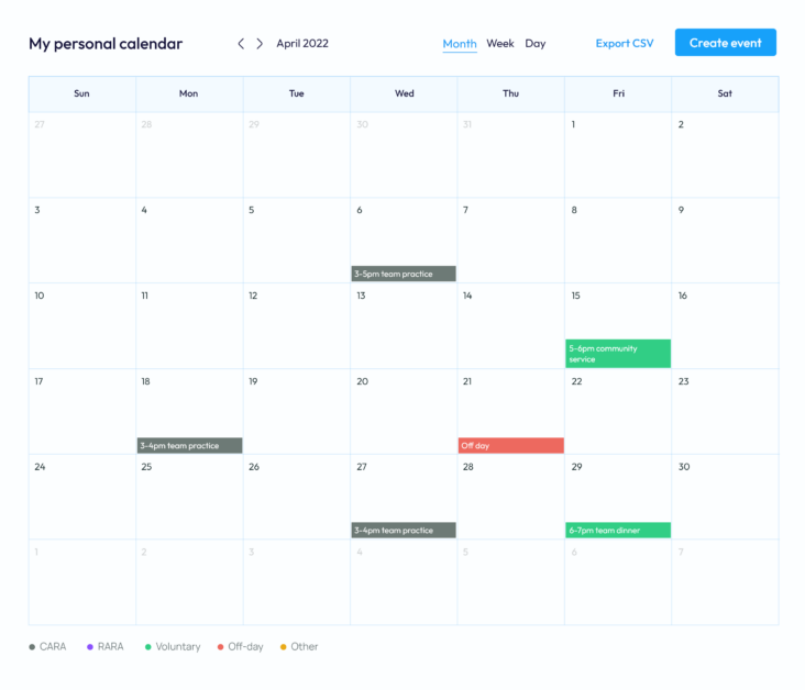 Spry Calendar - Manage Athletic and Academic Schedules
