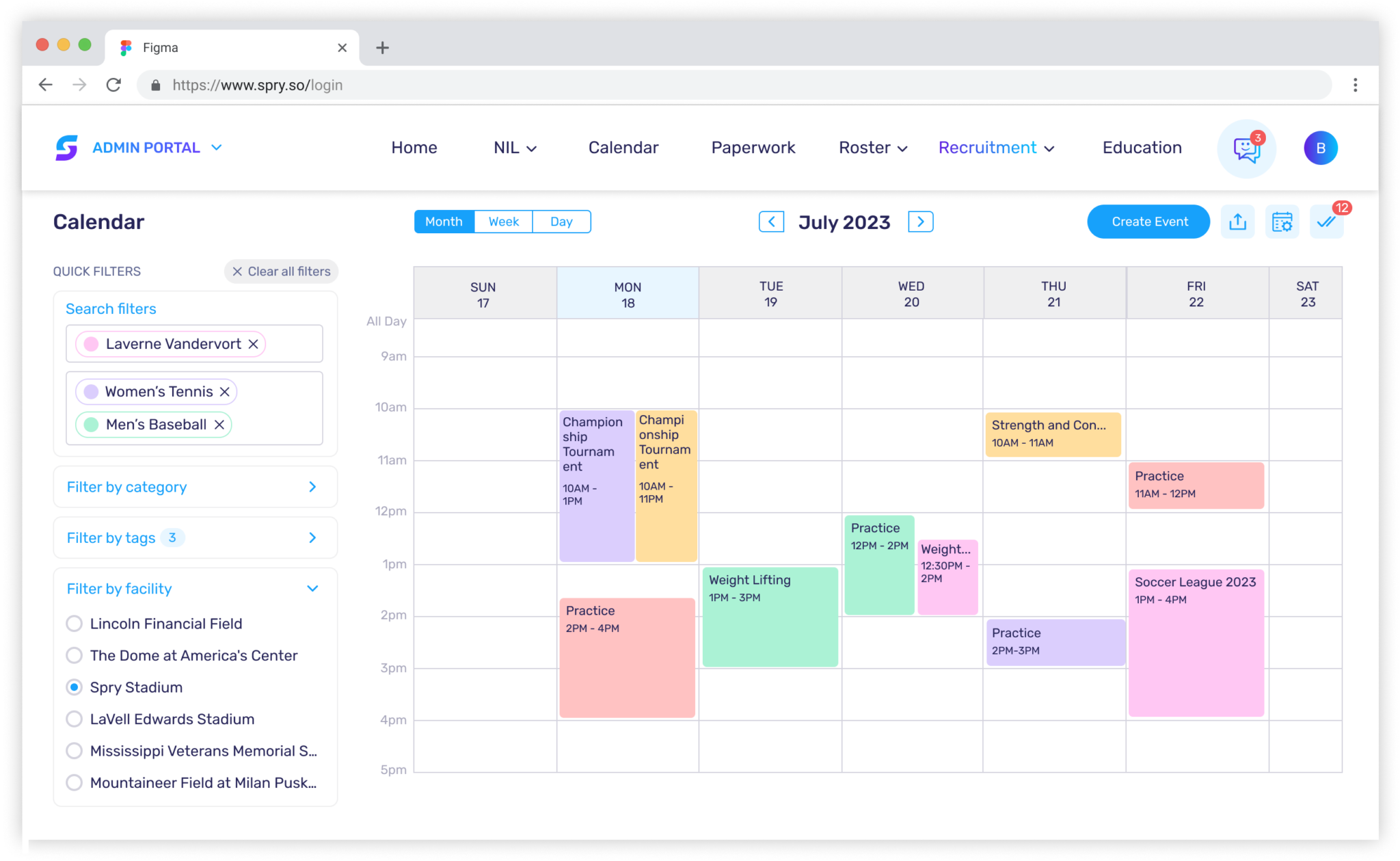 Spry | All-In-One Intercollegiate Athletics Management Tool