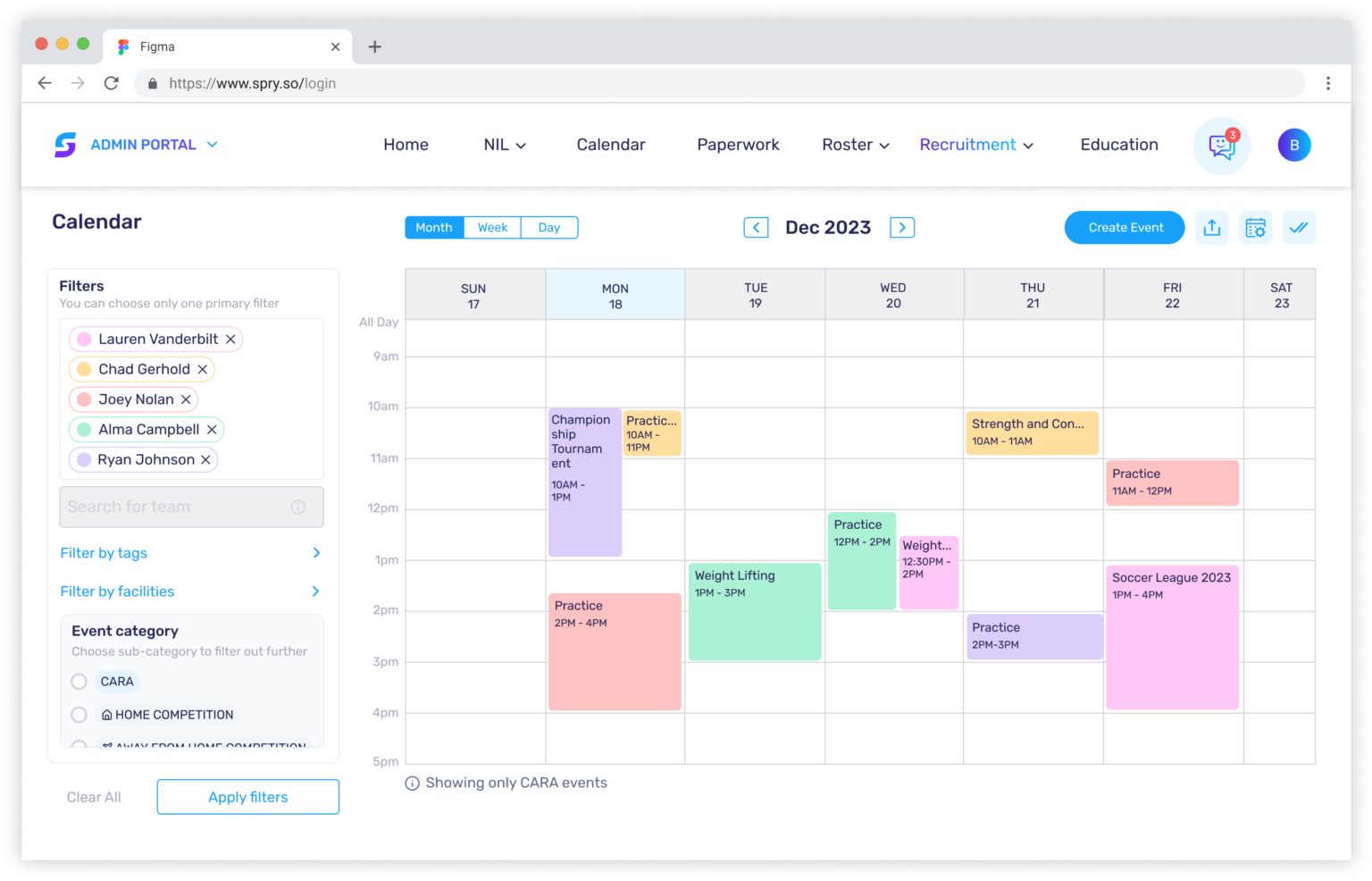 Spry Calendar - Manage Athletic and Academic Schedules