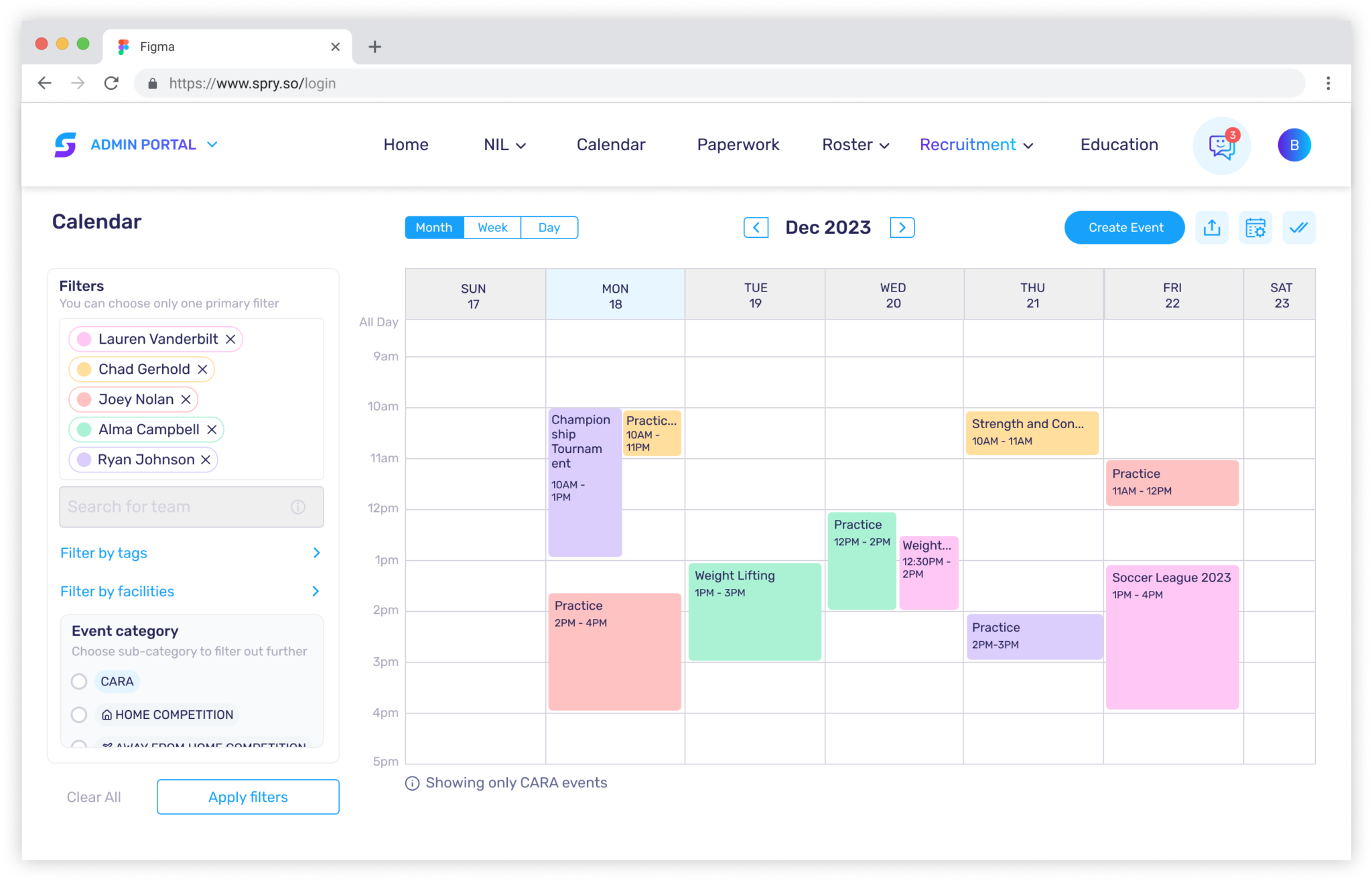 Spry Calendar - Manage Athletic and Academic Schedules